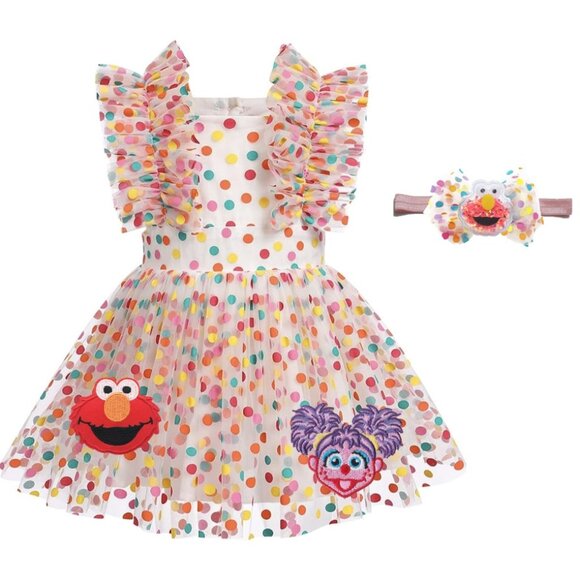boutique | Dresses | Sesame Street Dress First Birthday Elmo Outfit ...